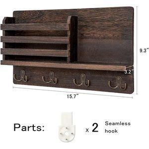 Wall Decor | Wall Mounted Mail Holder Wooden Keyholder Rack Mail Sorter ...